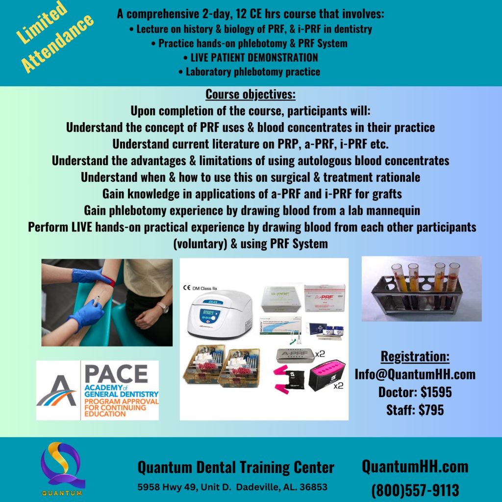 PRF IN DENTISTRY WITH HANDS-ON & PHLEBOTOMY – OsseoDent™